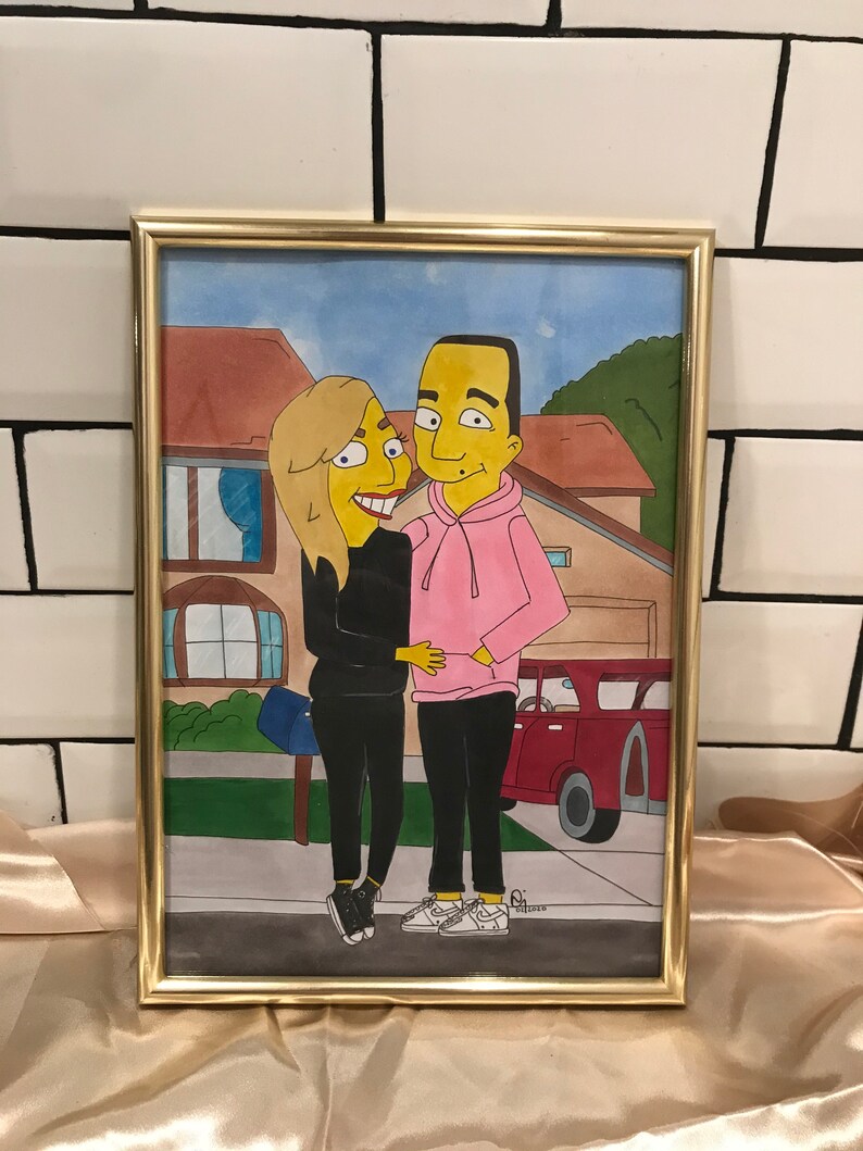 PRINT - Personalized Simpson Illustration - Friends - Couple - Decors ...