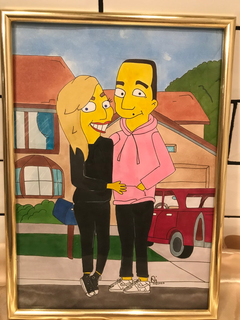PRINT - Personalized Simpson Illustration - Friends - Couple - Decors ...