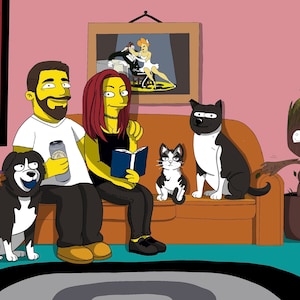 PRINT - Personalized Simpson Illustration - Friends - Couple - Decors ...