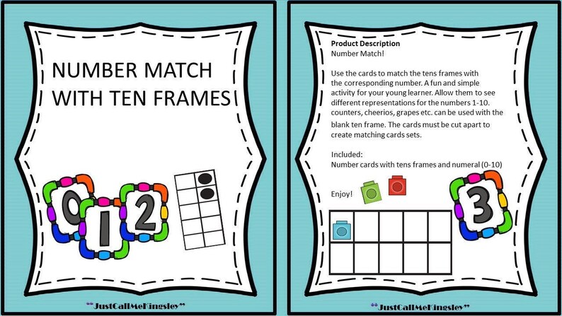 Number Match With Ten Frames 1-10 - Etsy