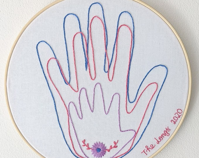 Hand Print Embroidery Hoop Kit, Family Portrait Embroidery Kit - Etsy