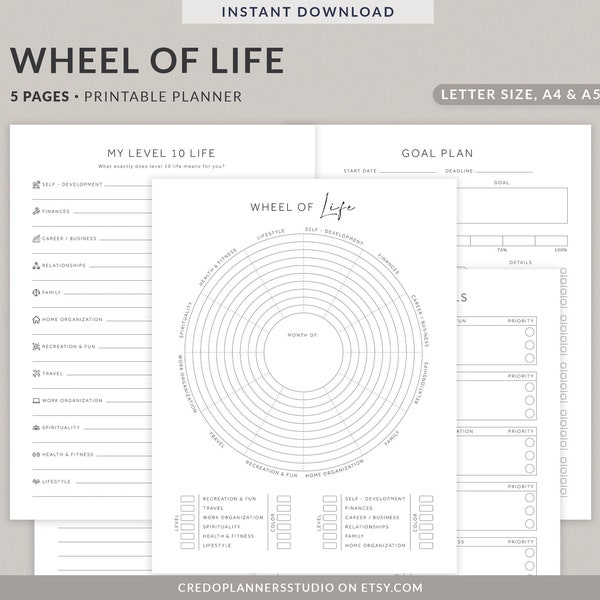 Wheel of Life Worksheet Template Wheel of Life Printable - Etsy Canada