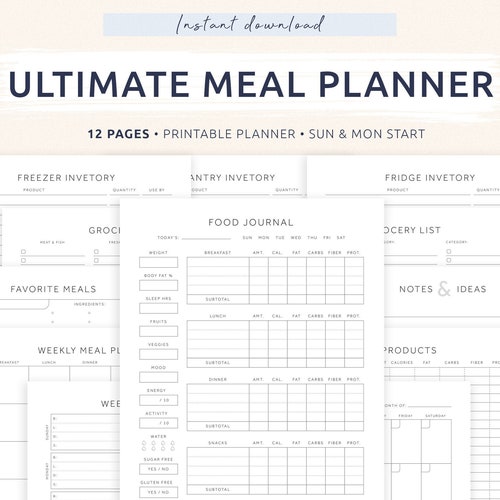 Editable Meal Planner and Grocery List Printable Digital | Etsy