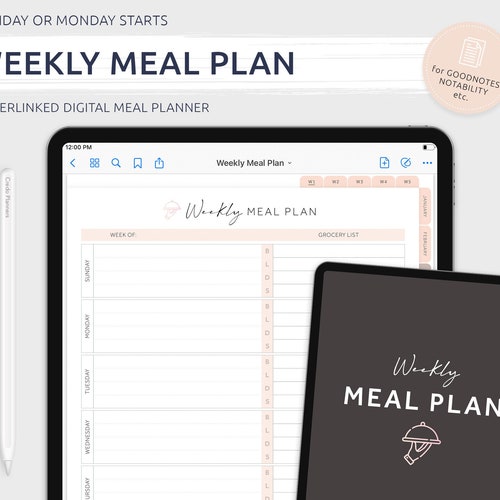 DIGITAL INSERT Meal Plan Template | Etsy
