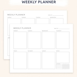 Weekly Planner Landscape, Printable Weekly Organizer, Weekly for Work ...