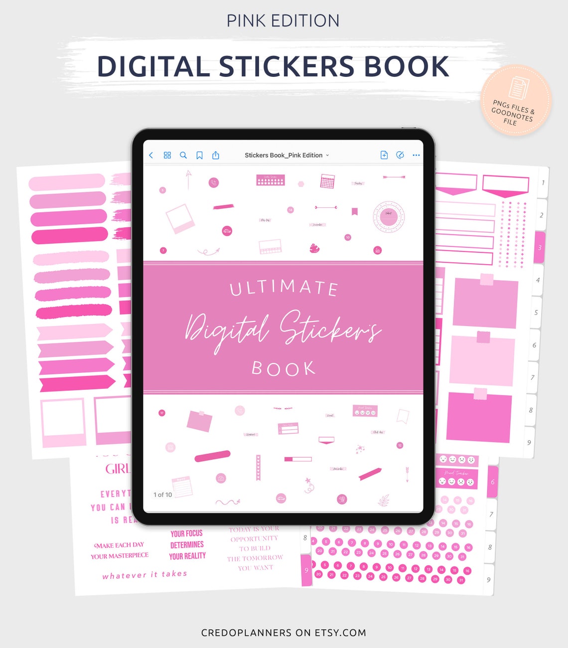 Digital Stickers Book Digital Sticky Notes Pink iPad | Etsy