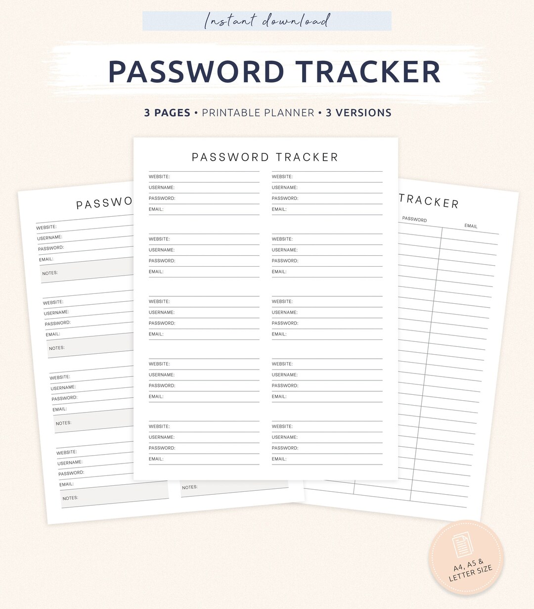 Password Tracker, Log Password Organizer, Password List Keeper, Planner ...