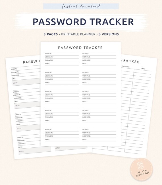 Password Tracker Log Password Organizer Password List | Etsy