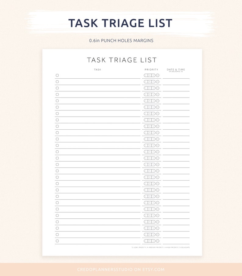 Triage Task List Brain Dump Printable To Do List Get Things Etsy