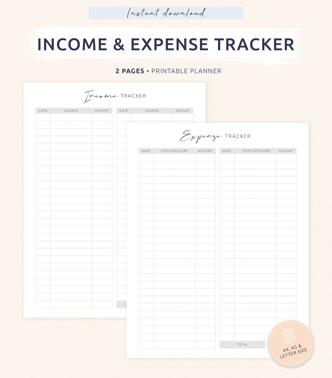 Income and Expense Tracker, Budget Tracker Printable, Budget Planner ...