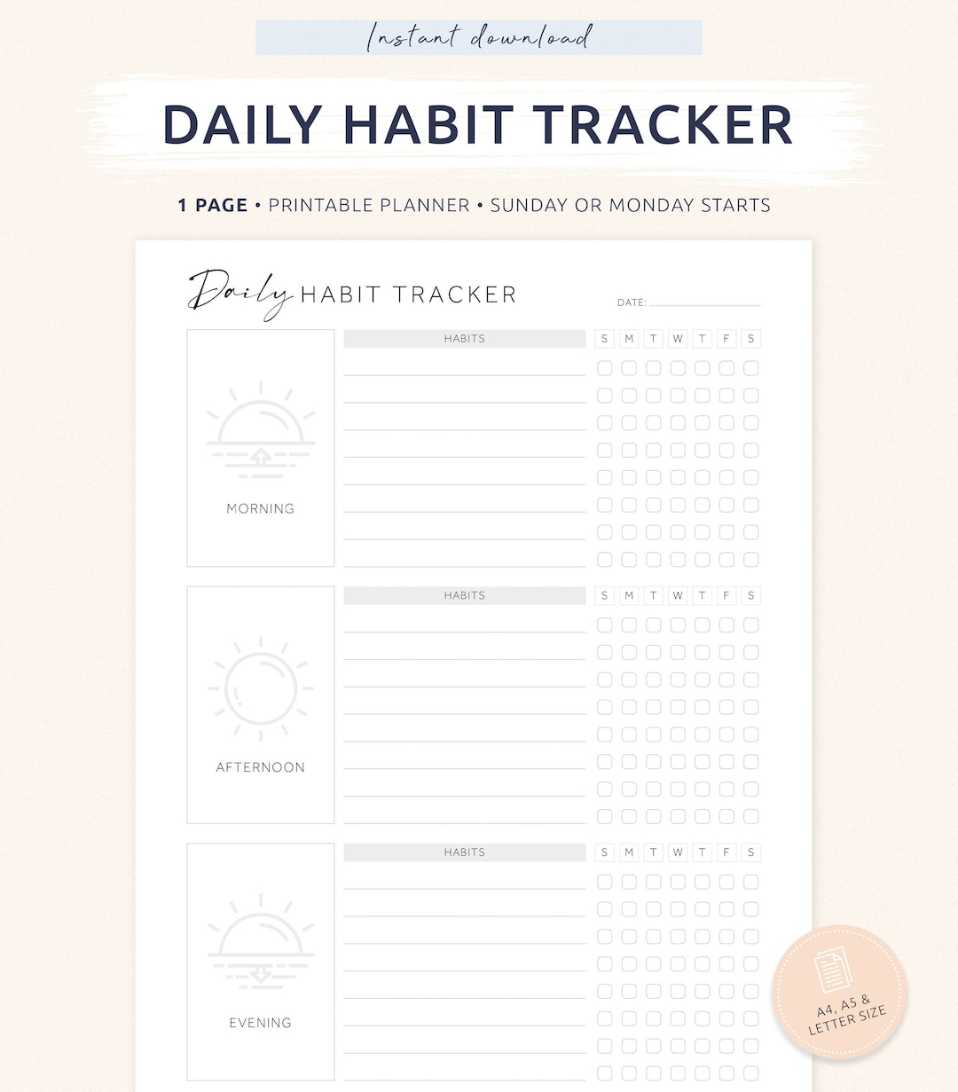 Daily Habit Tracker, Weekly Habit Tracking, Habits, Routine Planner ...