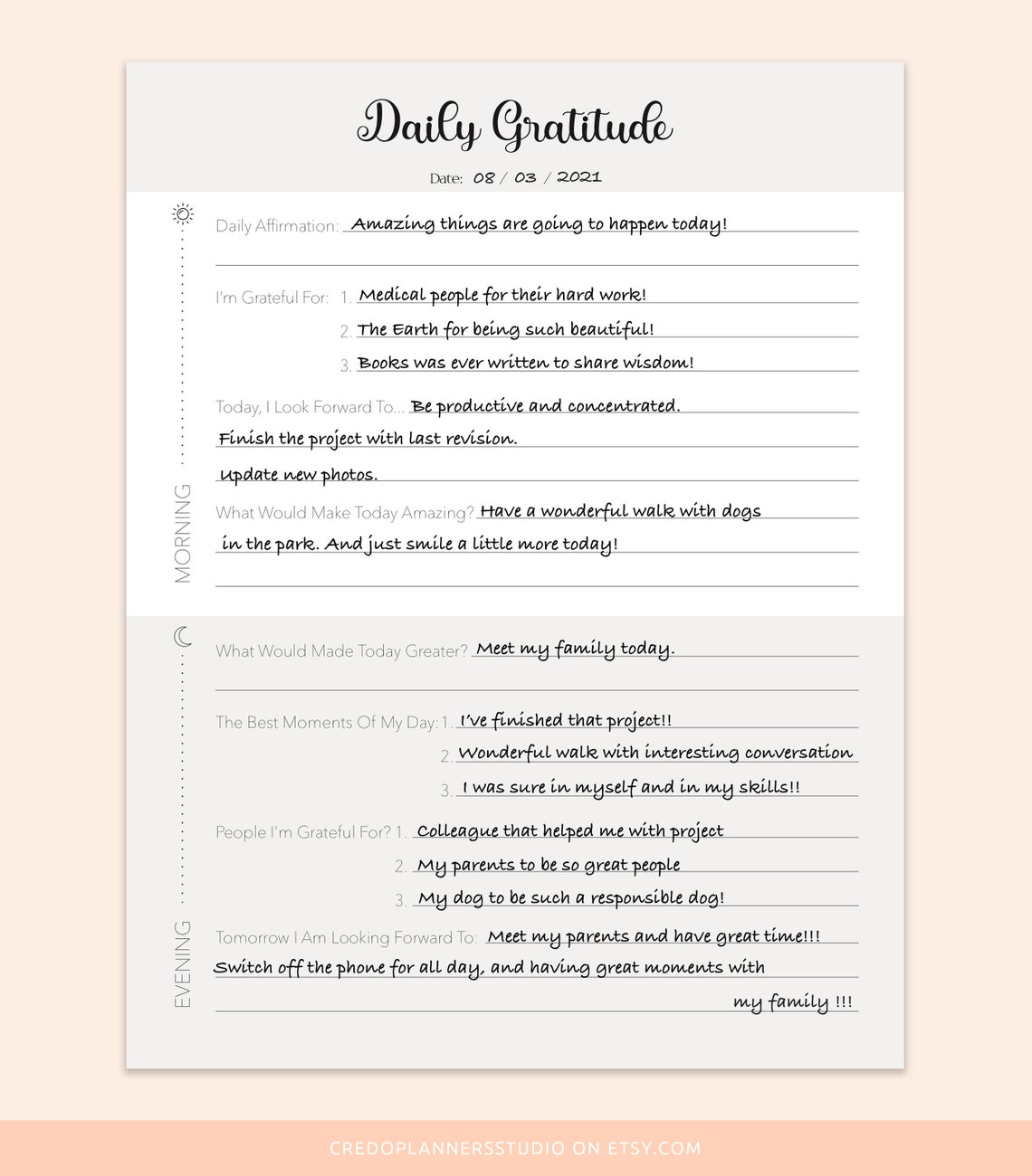 Daily Gratitude Journal, Morning and Night Routine, Gratitude Journal ...