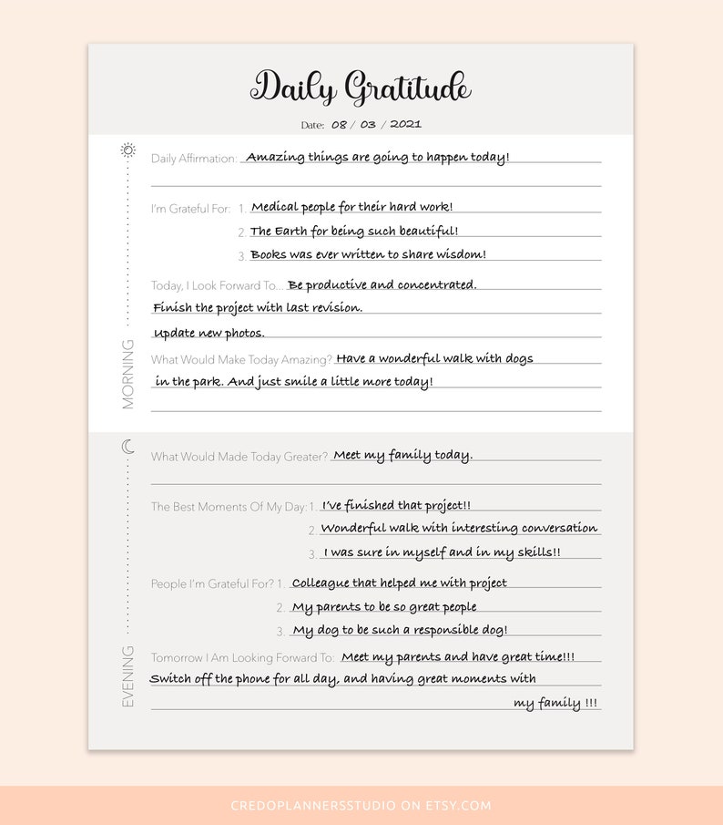 Daily Gratitude Journal, Morning and Night Routine, Gratitude Journal ...