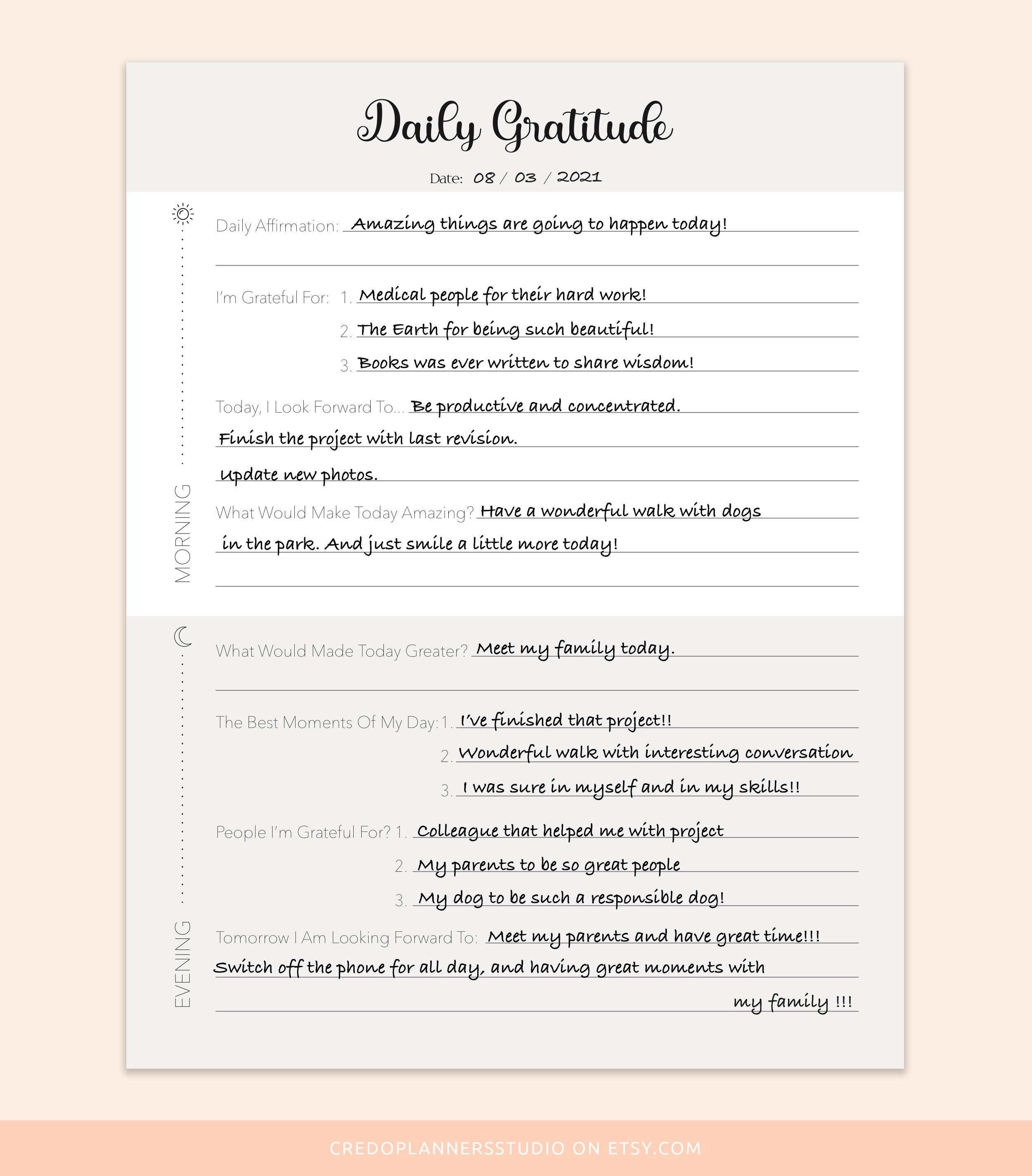 Daily Gratitude Journal, Morning and Night Routine, Gratitude Journal ...