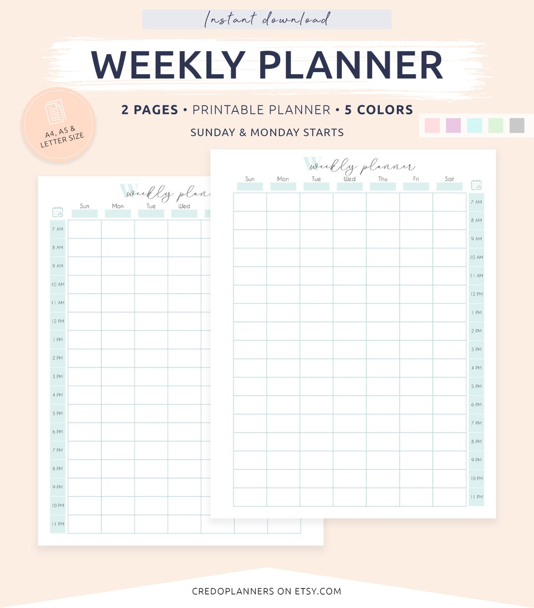 Weekly Planner Schedule Printable Weekly Timetable Weekly - Etsy UK