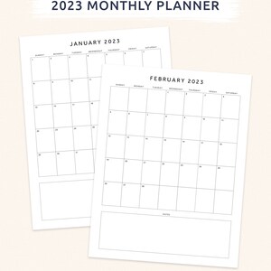 2023 Monthly Planner Printable, Monthly Calendar, Minimalist Calendar ...