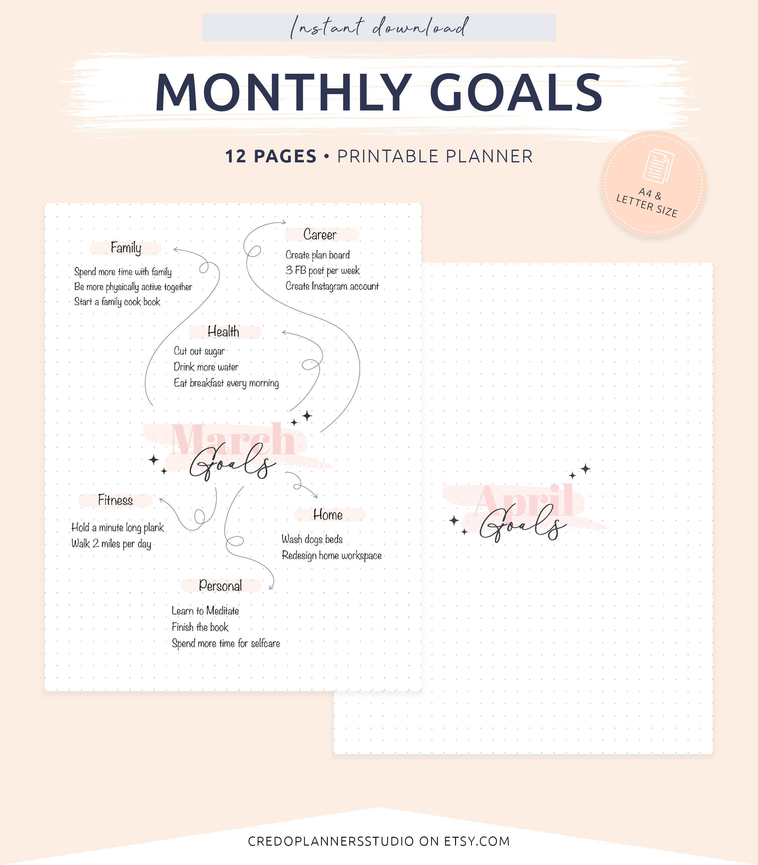 Monthly Goal Map, Goal Planner, Monthly Goals Printable, Monthly Goals ...