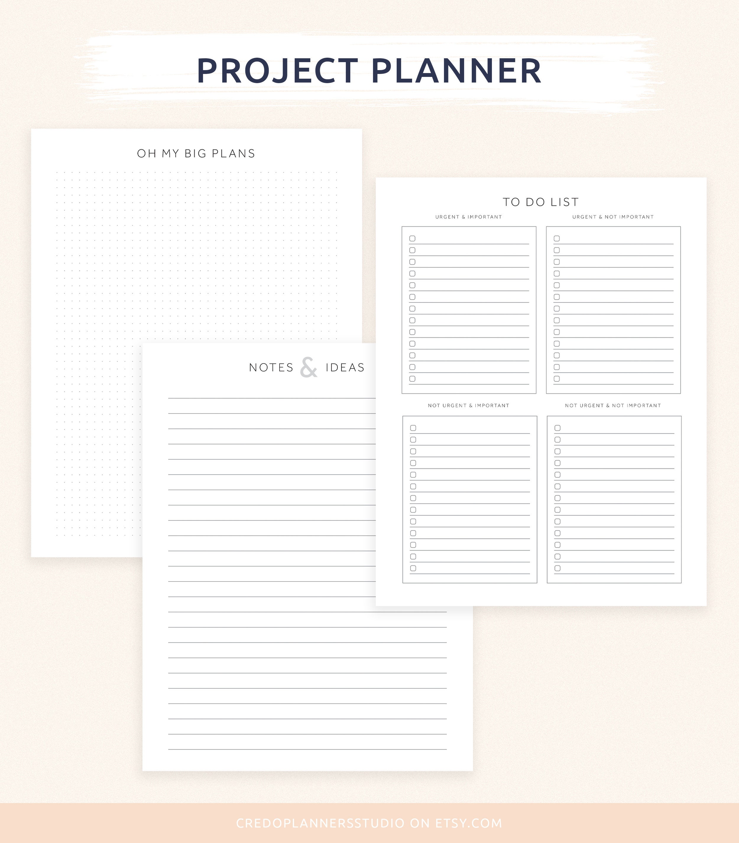 Project Planner Printable to Do List Work Planner Project - Etsy