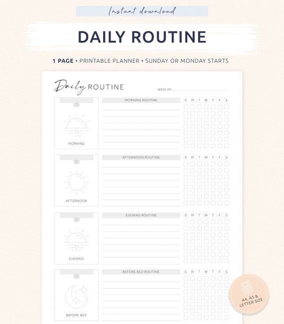 Daily Routine Chart For Adults
