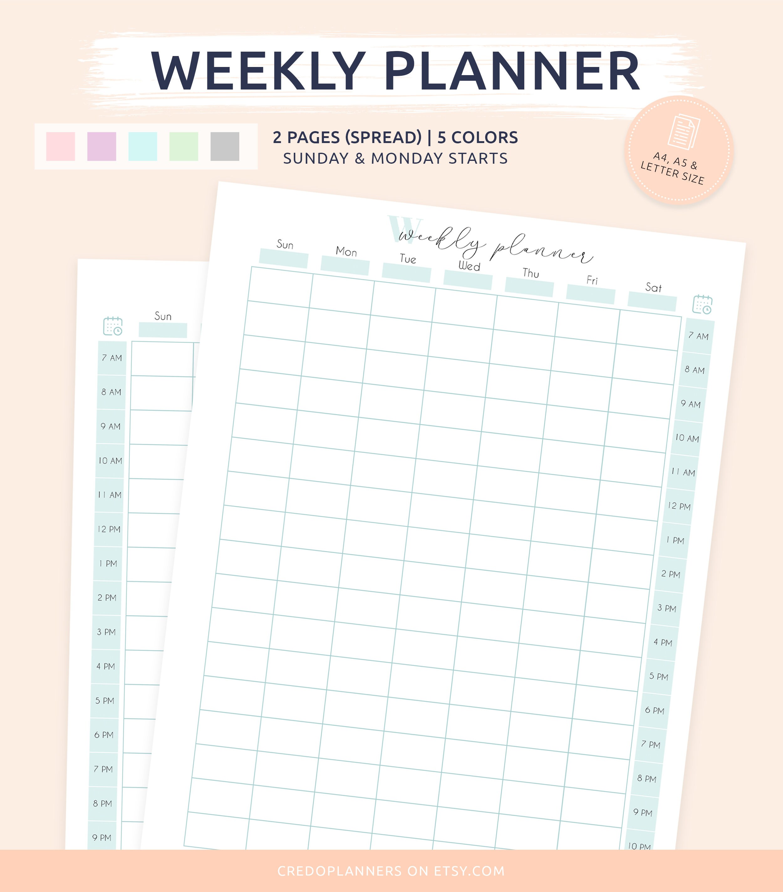 Weekly Planner Schedule Printable Weekly Timetable Weekly - Etsy UK