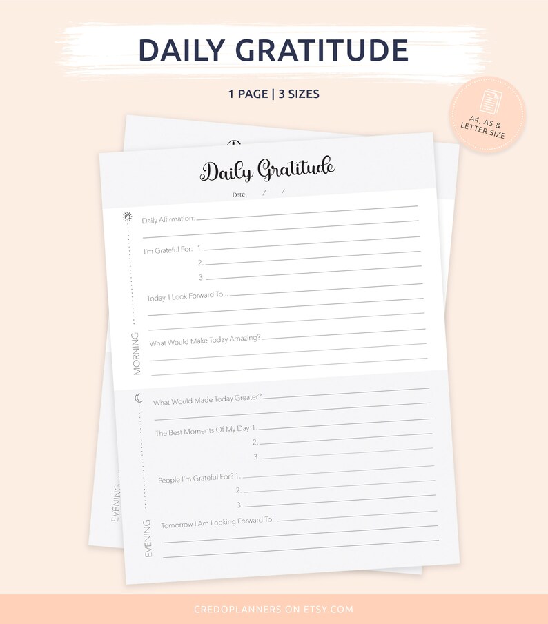 Daily Gratitude Journal, Morning and Night Routine, Gratitude Journal ...