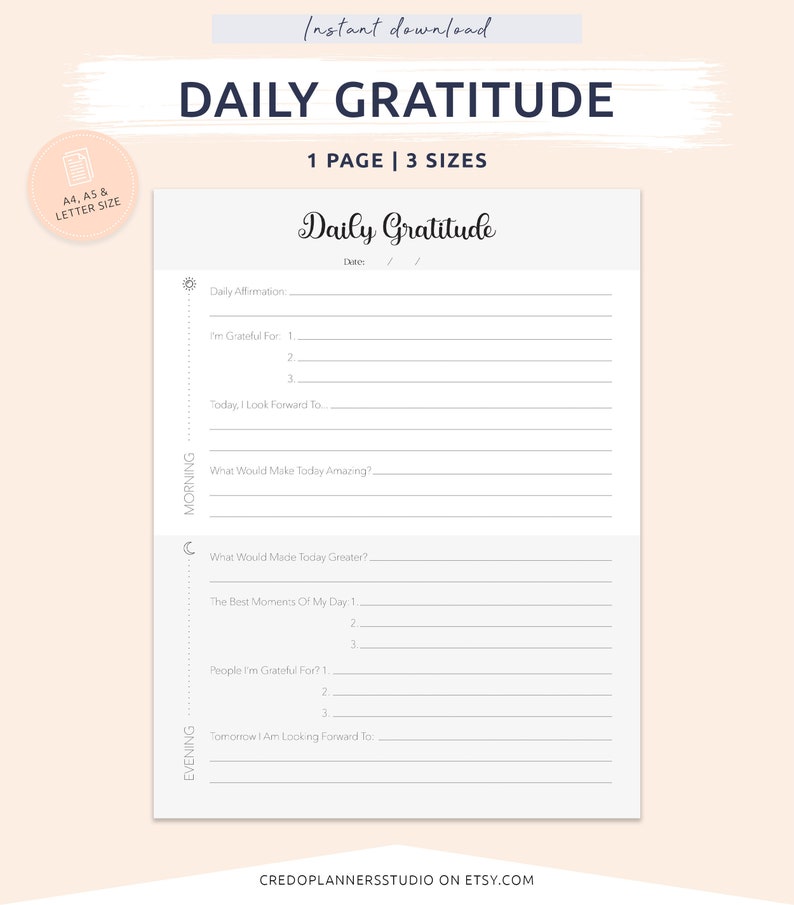 Daily Gratitude Journal, Morning and Night Routine, Gratitude Journal ...
