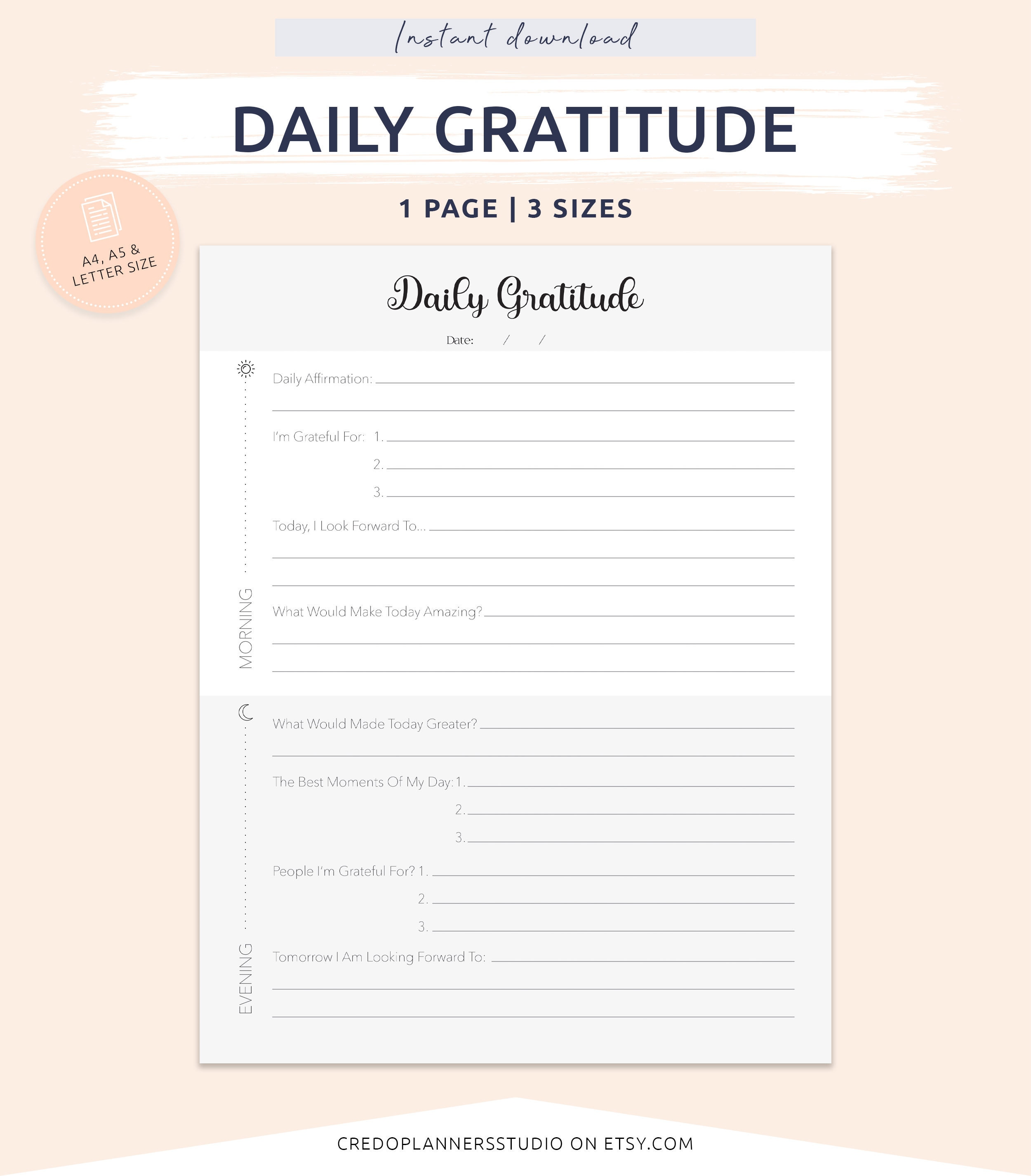 Daily Gratitude Journal, Morning and Night Routine, Gratitude Journal ...