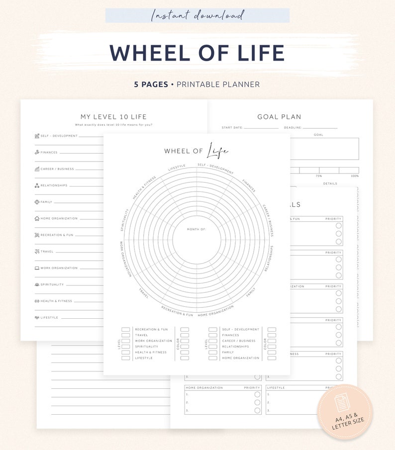 Wheel of Life Printable Planner Life Circle Self - Etsy Canada