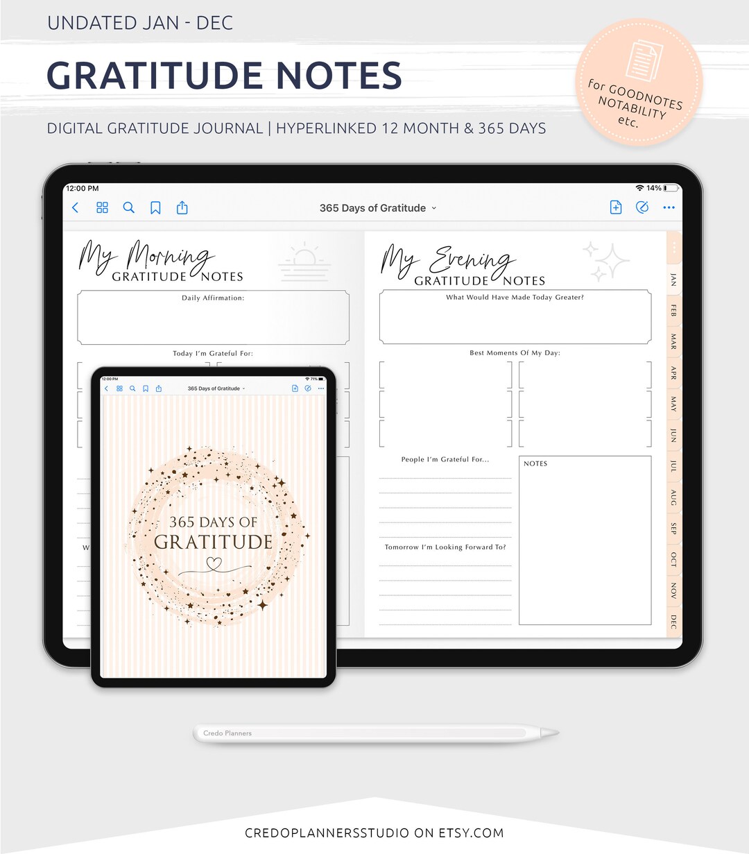 Digital Gratitude Journal, 365 Days of Gratitude, Daily Gratitude ...