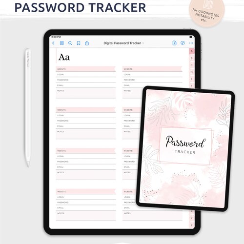 Digital Password Tracker Password Keeper Log With Hyperlinked - Etsy