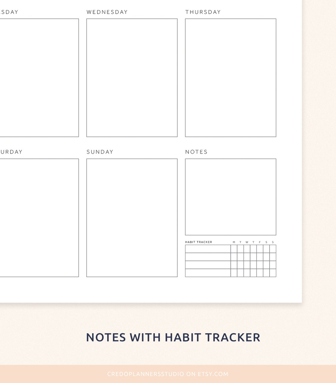 Weekly Planner Landscape, Printable Weekly Organizer, Weekly for Work ...