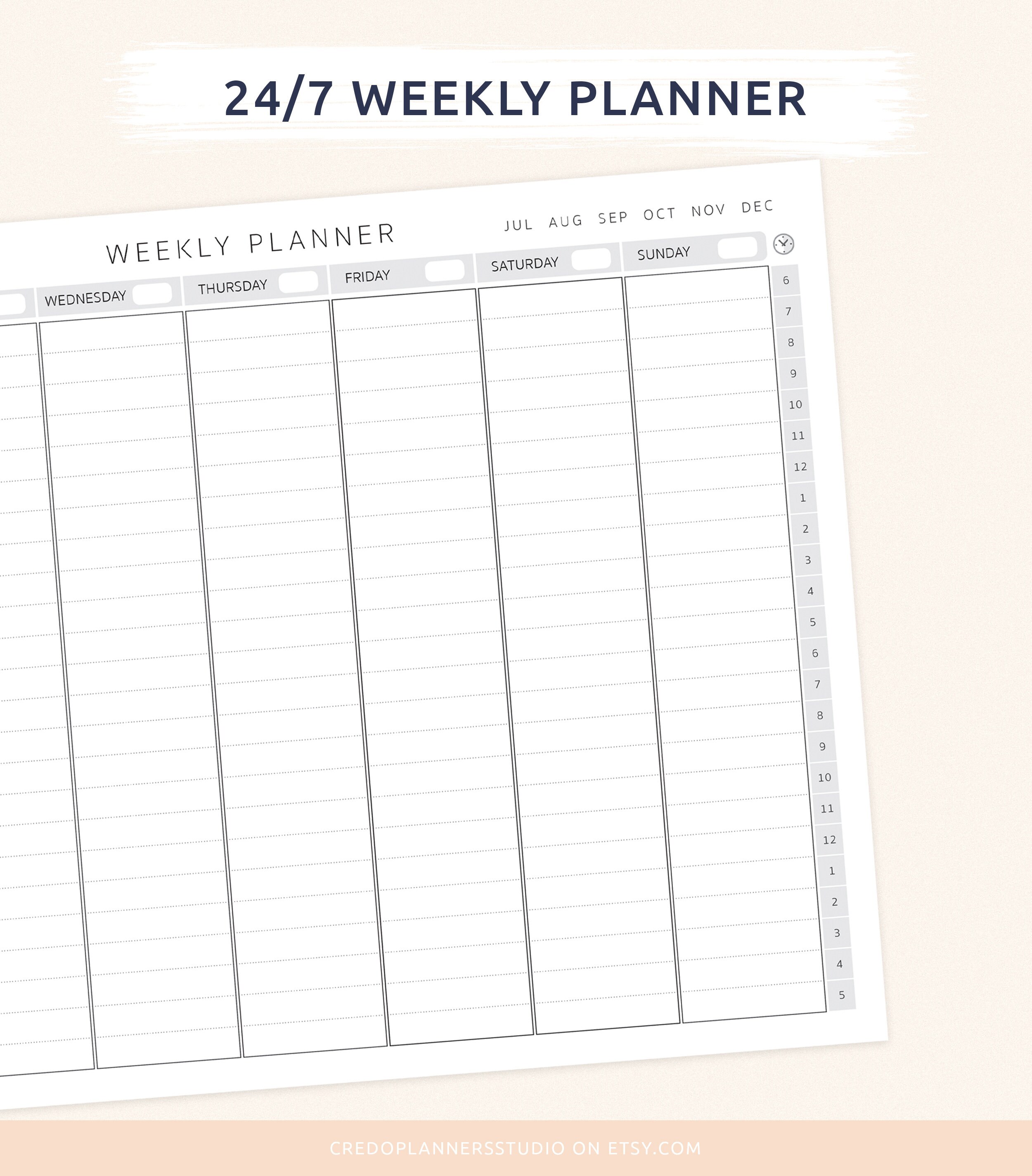 24/7 Wekelijkse Planner Weekschema Afdrukbare wekelijkse - Etsy Nederland