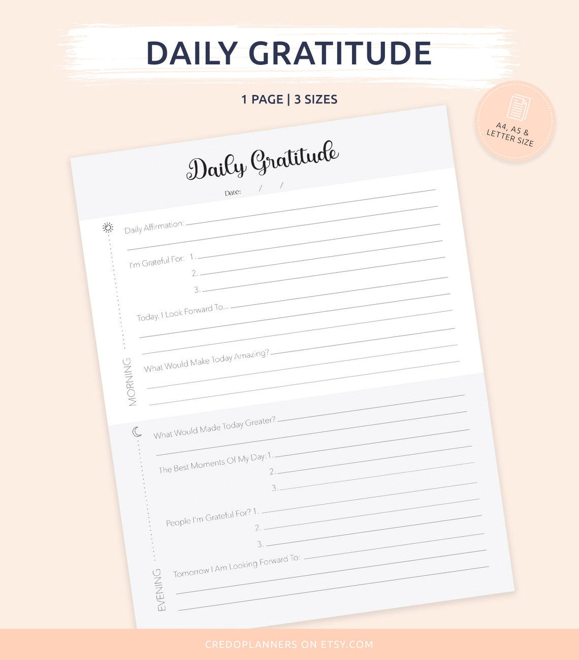 Daily Gratitude Journal, Morning and Night Routine, Gratitude Journal ...