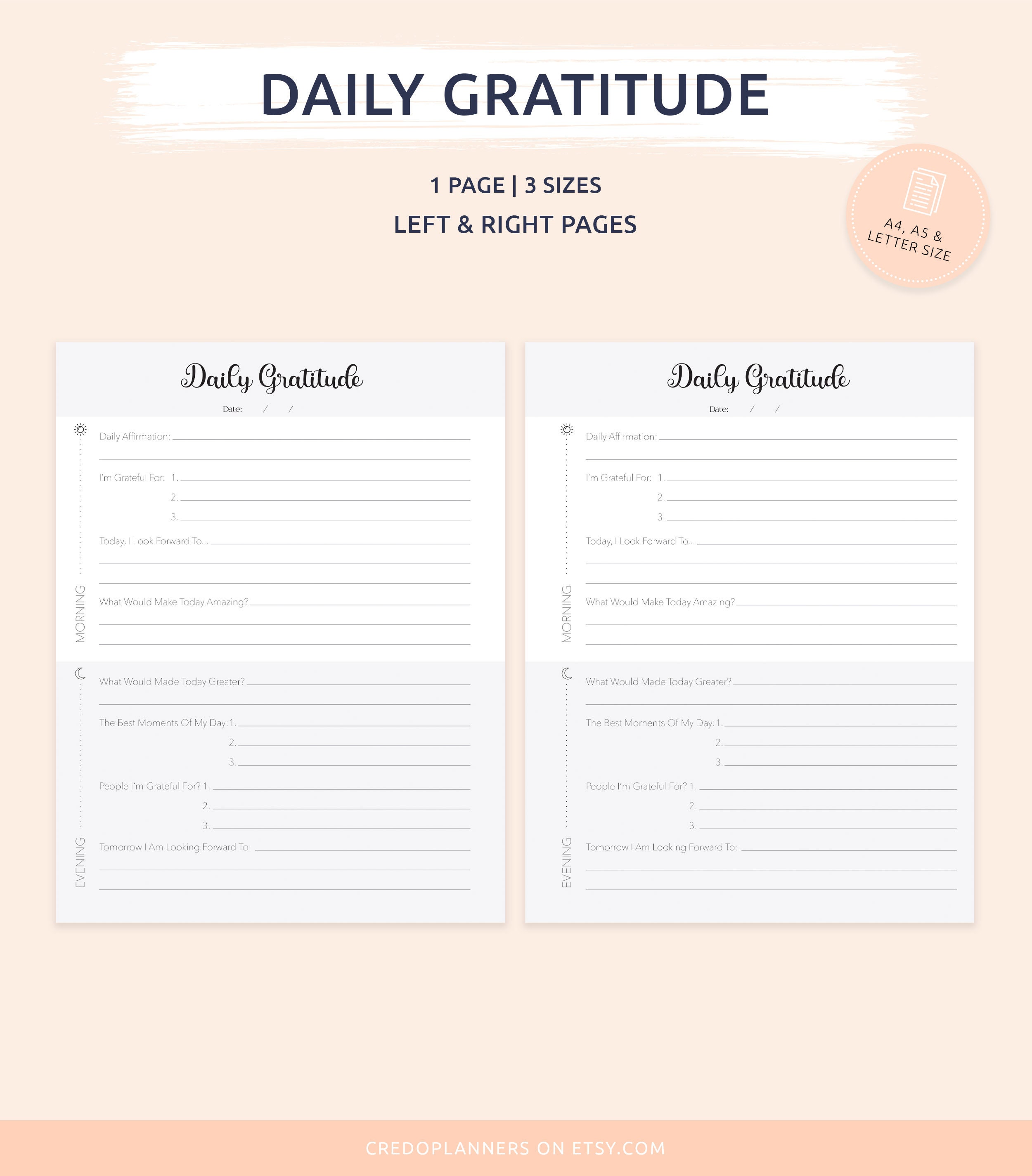 Daily Gratitude Journal, Morning and Night Routine, Gratitude Journal ...
