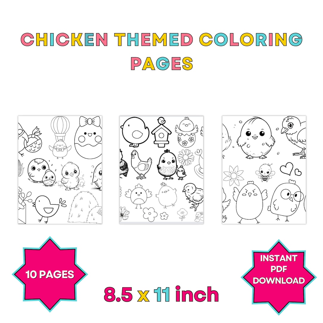 Chicken & Farm Themed Coloring Pages, Kawaii Coloring Pages, Cute ...