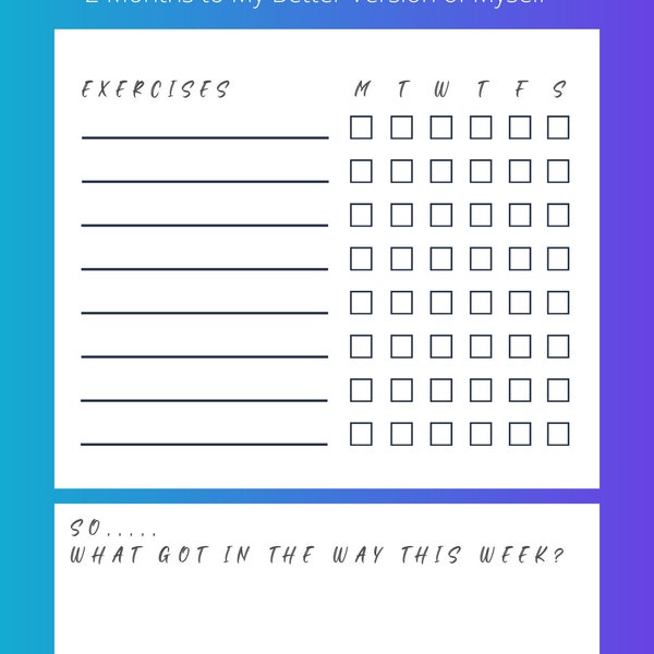 Work Out Chart - Etsy