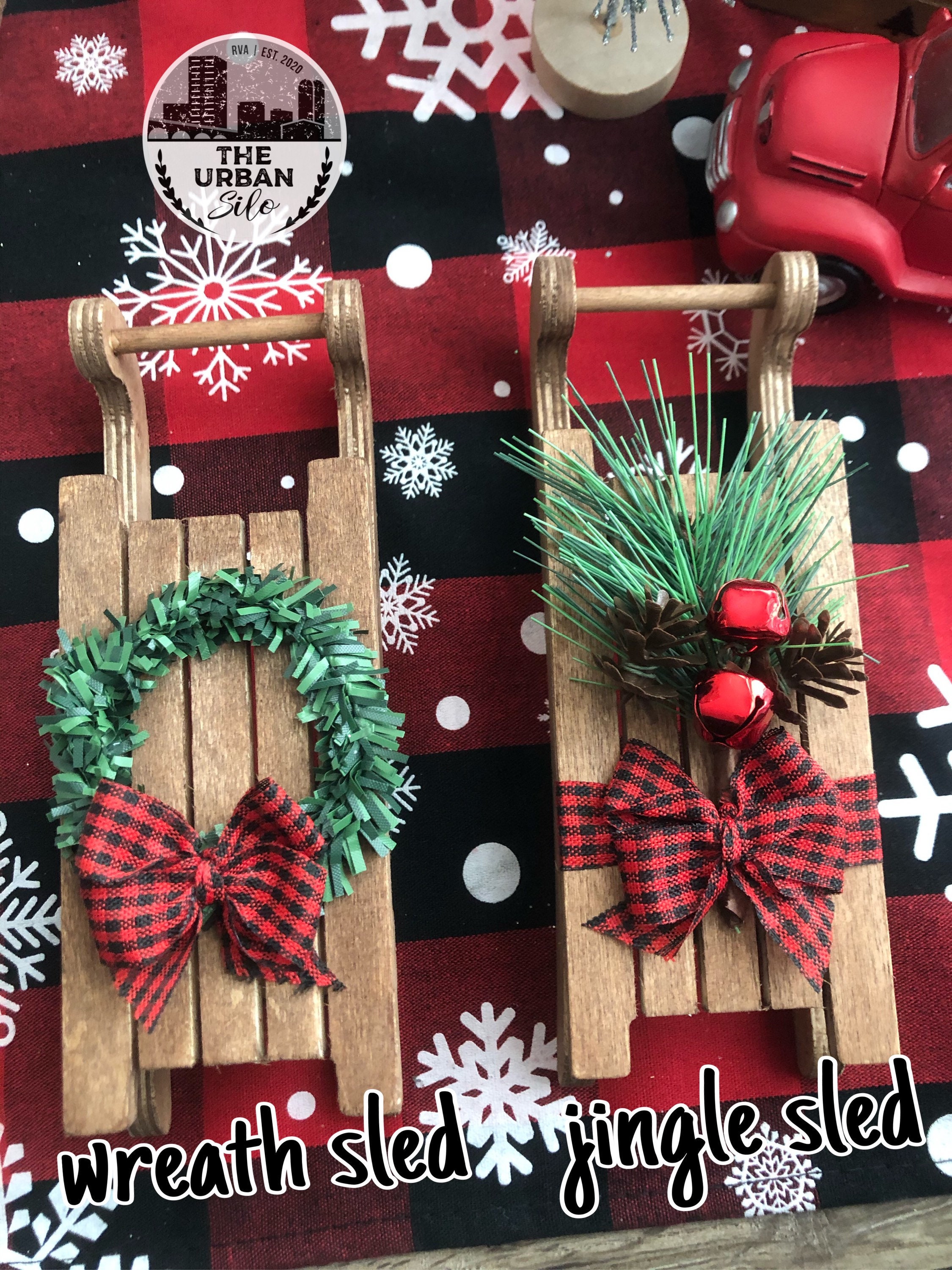 Mini Sleds//Mini Christmas Sled//Wreath Sled//Tiered Tray | Etsy