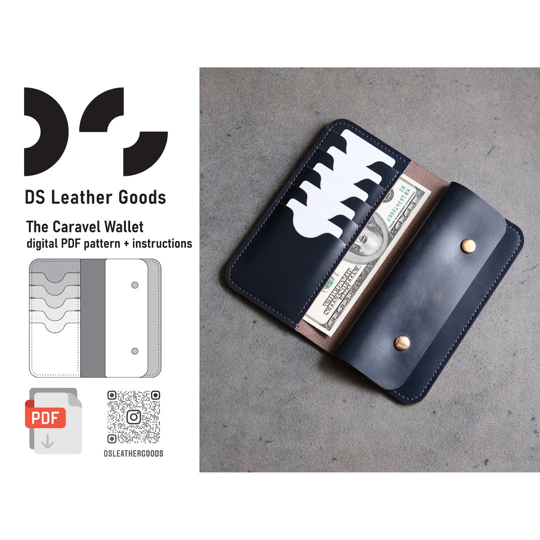 Leather Long Wallet Pattern: the Caravel, DIY Template (PDF) - Etsy