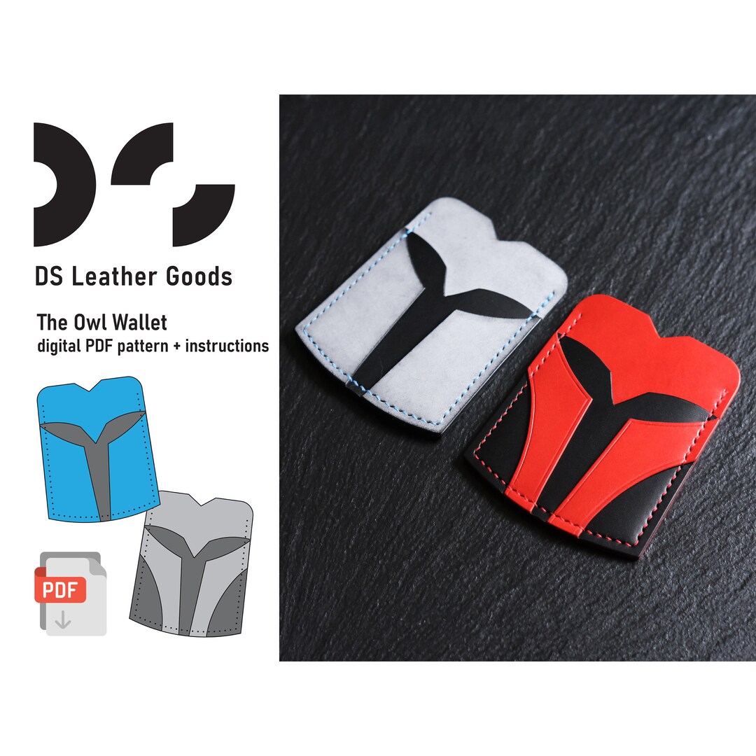 Patrón cuero The Owl Wallet, plantilla pdf de billetera, patrón pdf de ...