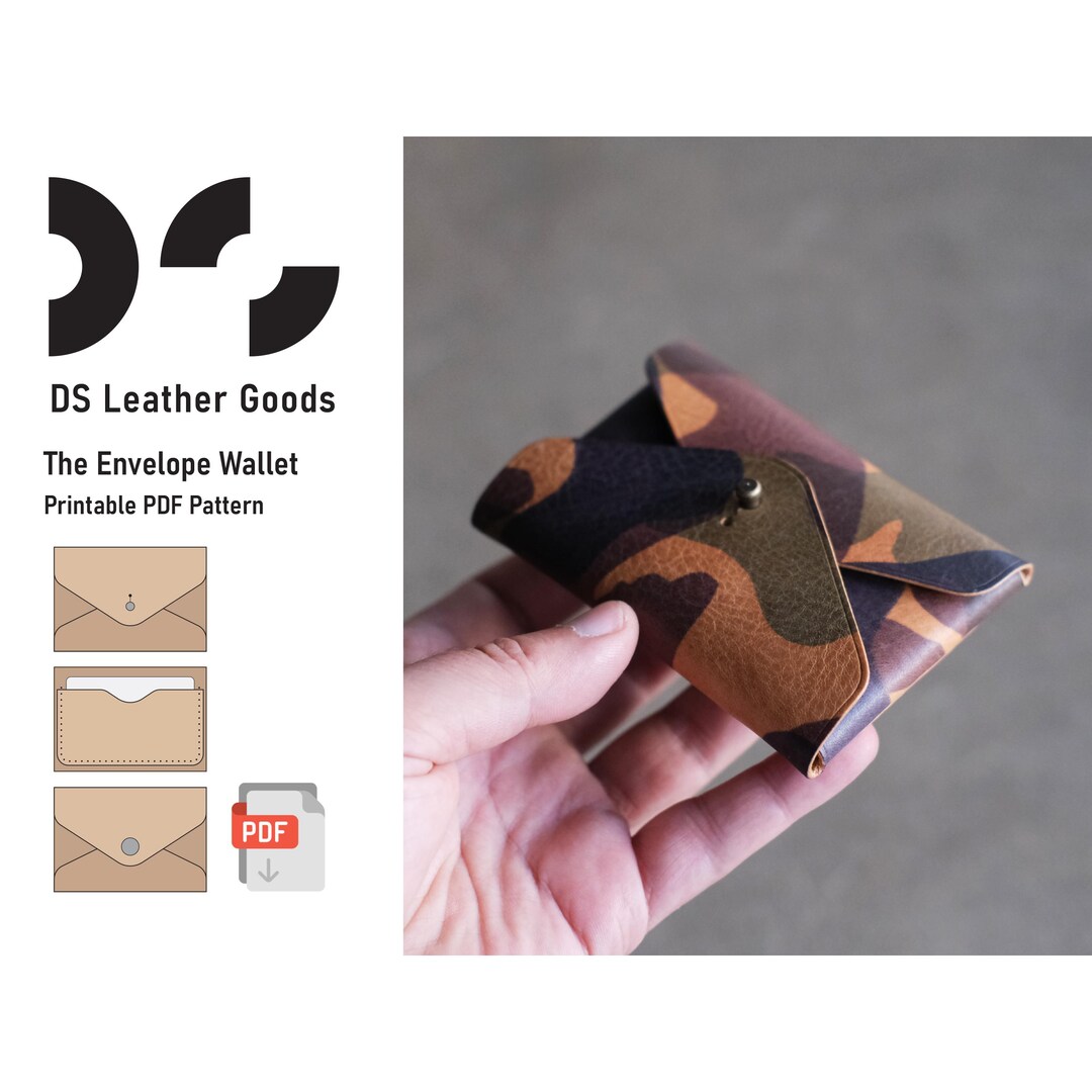 The Envelope Leather Wallet PDF Pattern: Stitch-less Compact Cardholder ...