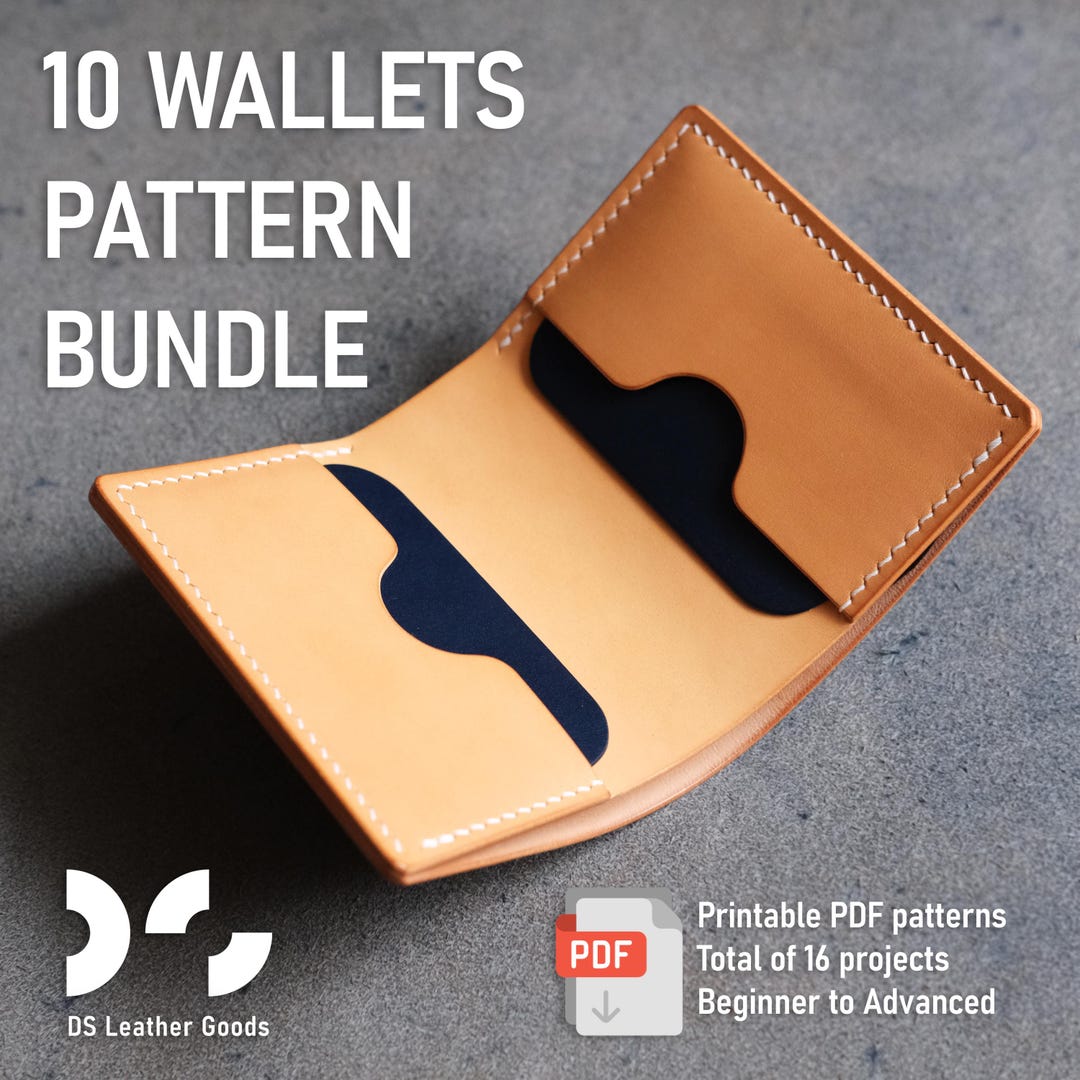 Leather Wallet PDF Pattern Bundle: 10 Wallet Designs, 16 Projects ...