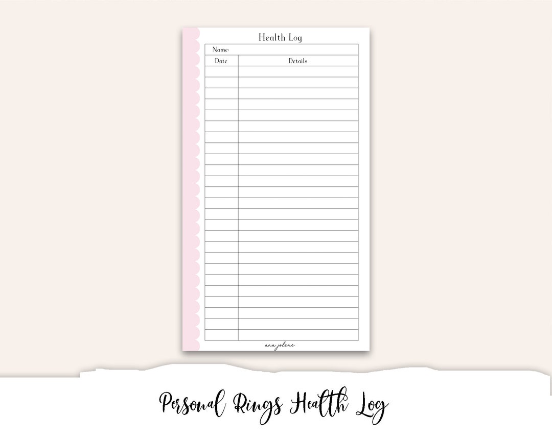 Personal Rings Health Log Printable - Etsy