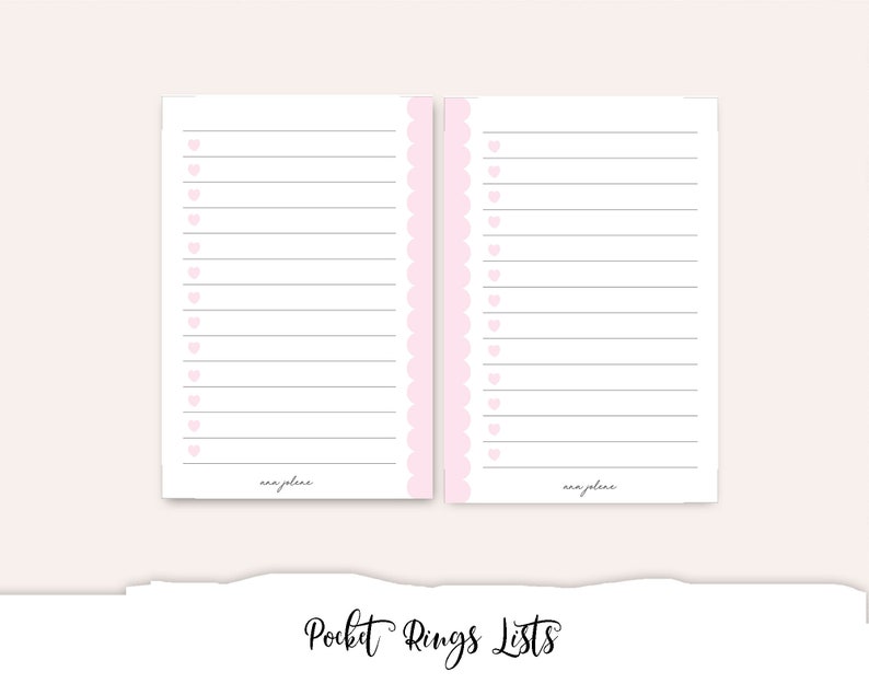 Pocket Rings Lists Printable - Etsy