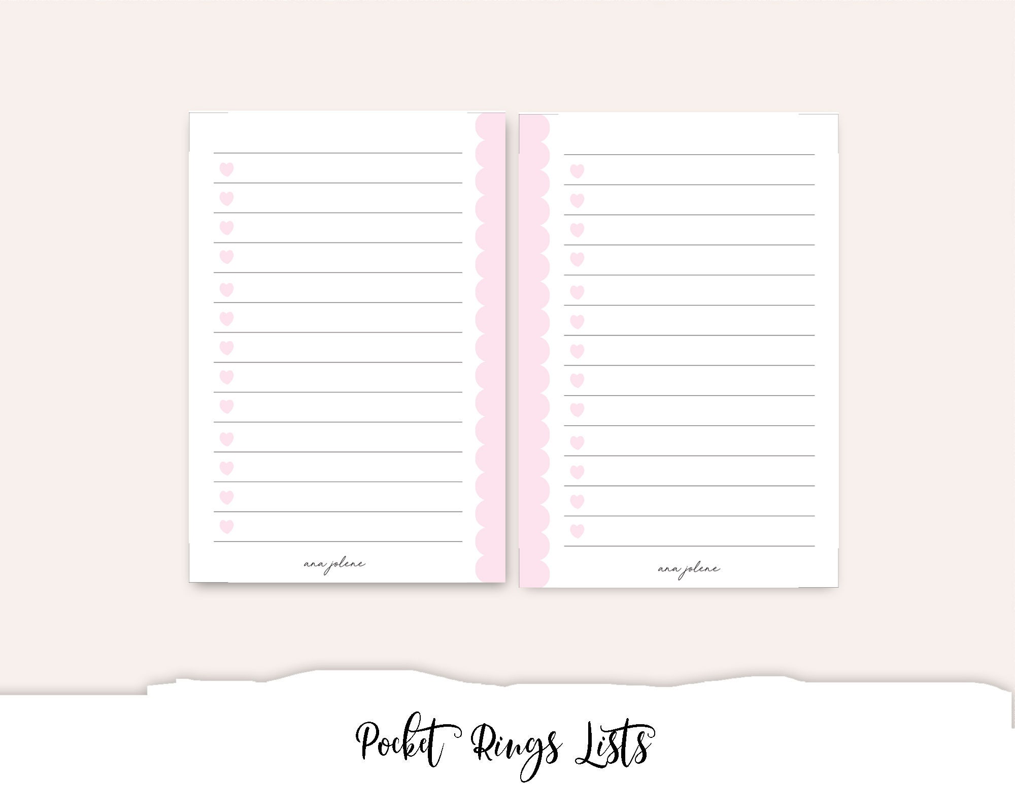 Pocket Rings Lists Printable - Etsy
