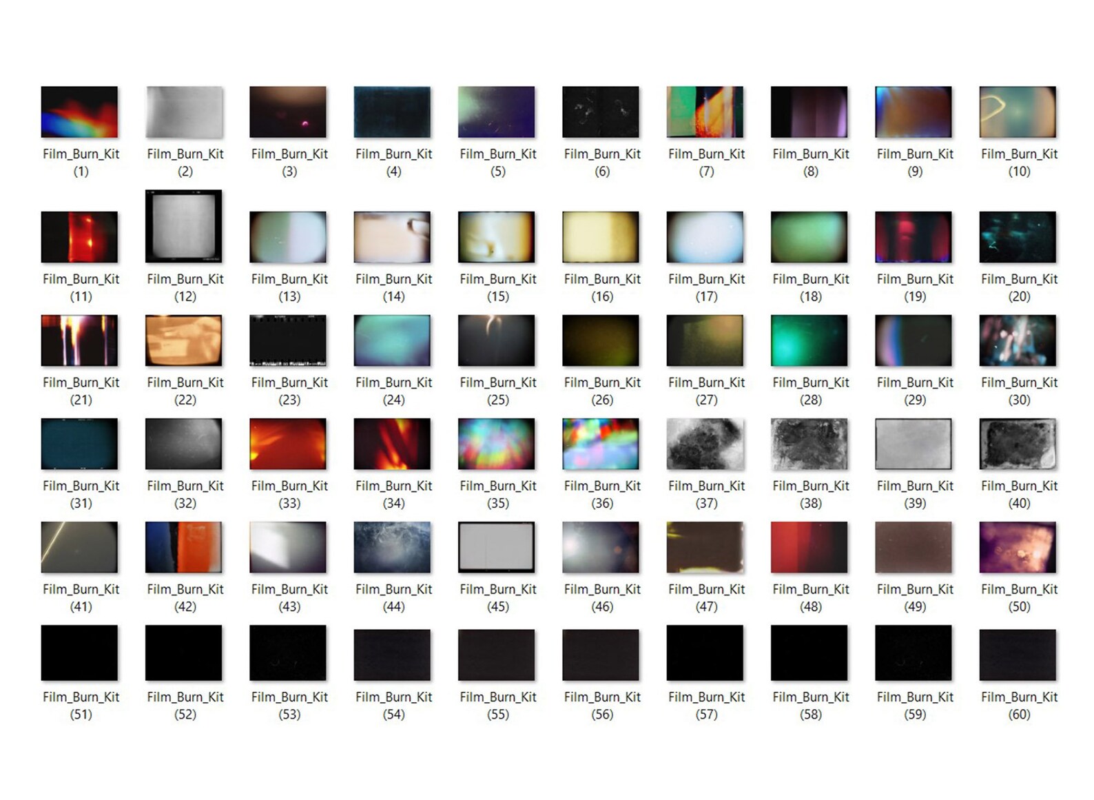 60 Film Burn Kit Overlay Light Leaks Light Leak Overlay | Etsy