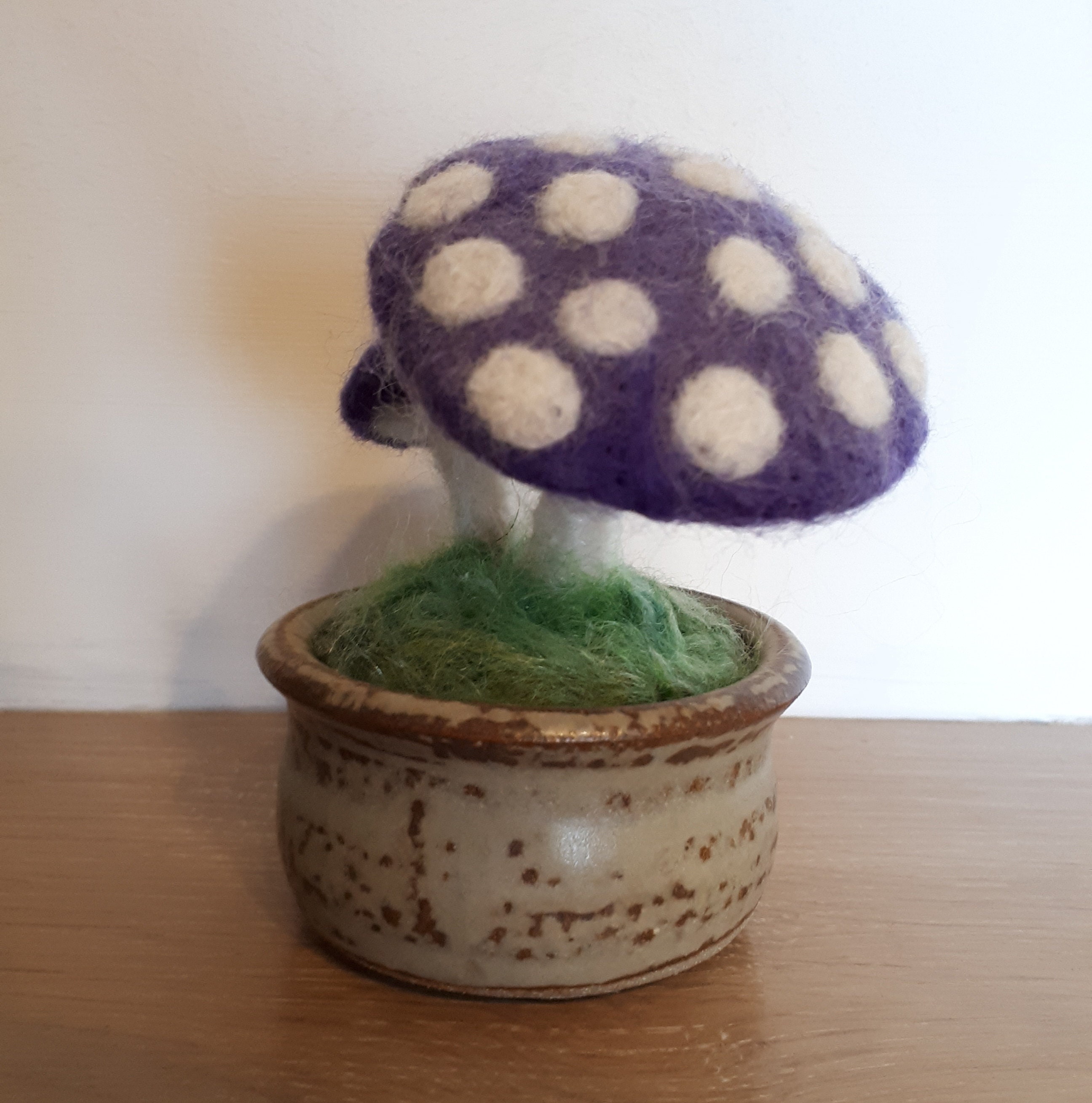 Purple Toadstool Decoration in Pot, Needle Felt Art Sculpture - Etsy