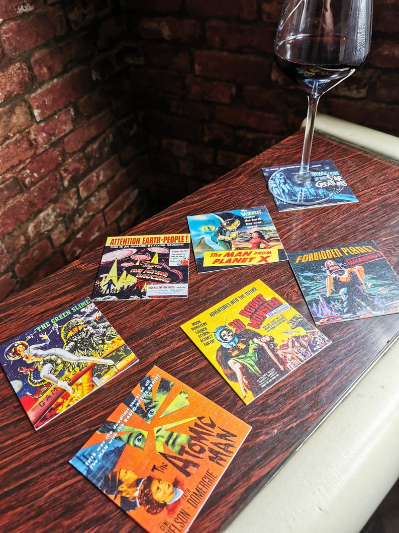 Retro Sci-fi Coasters Set of 7 Different Vintage Science - Etsy