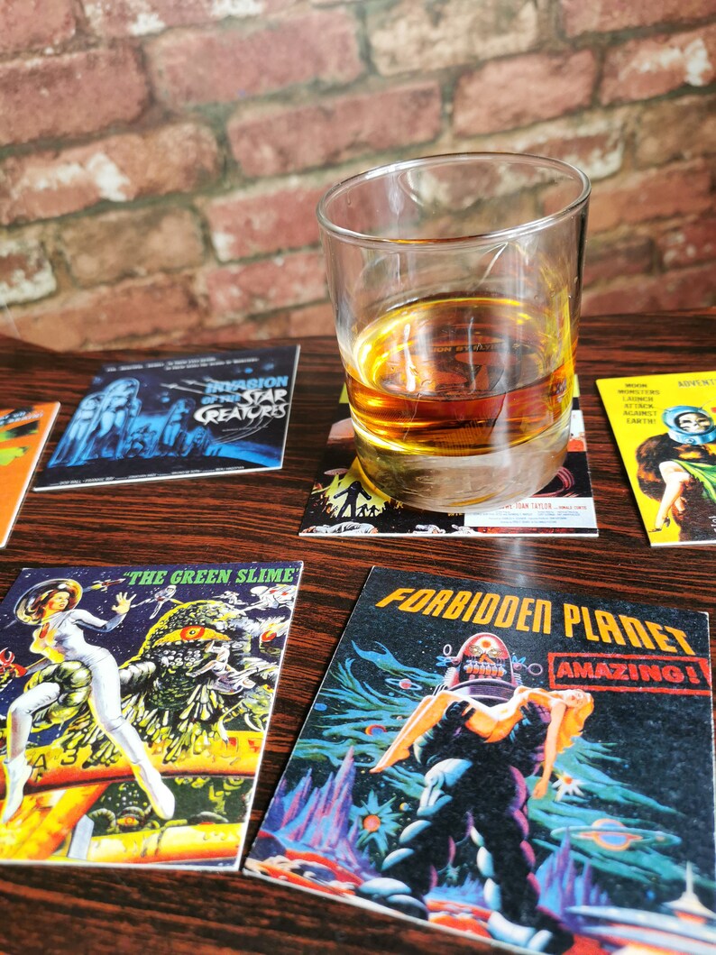 Retro Sci-fi Coasters Set of 7 Different Vintage Science - Etsy