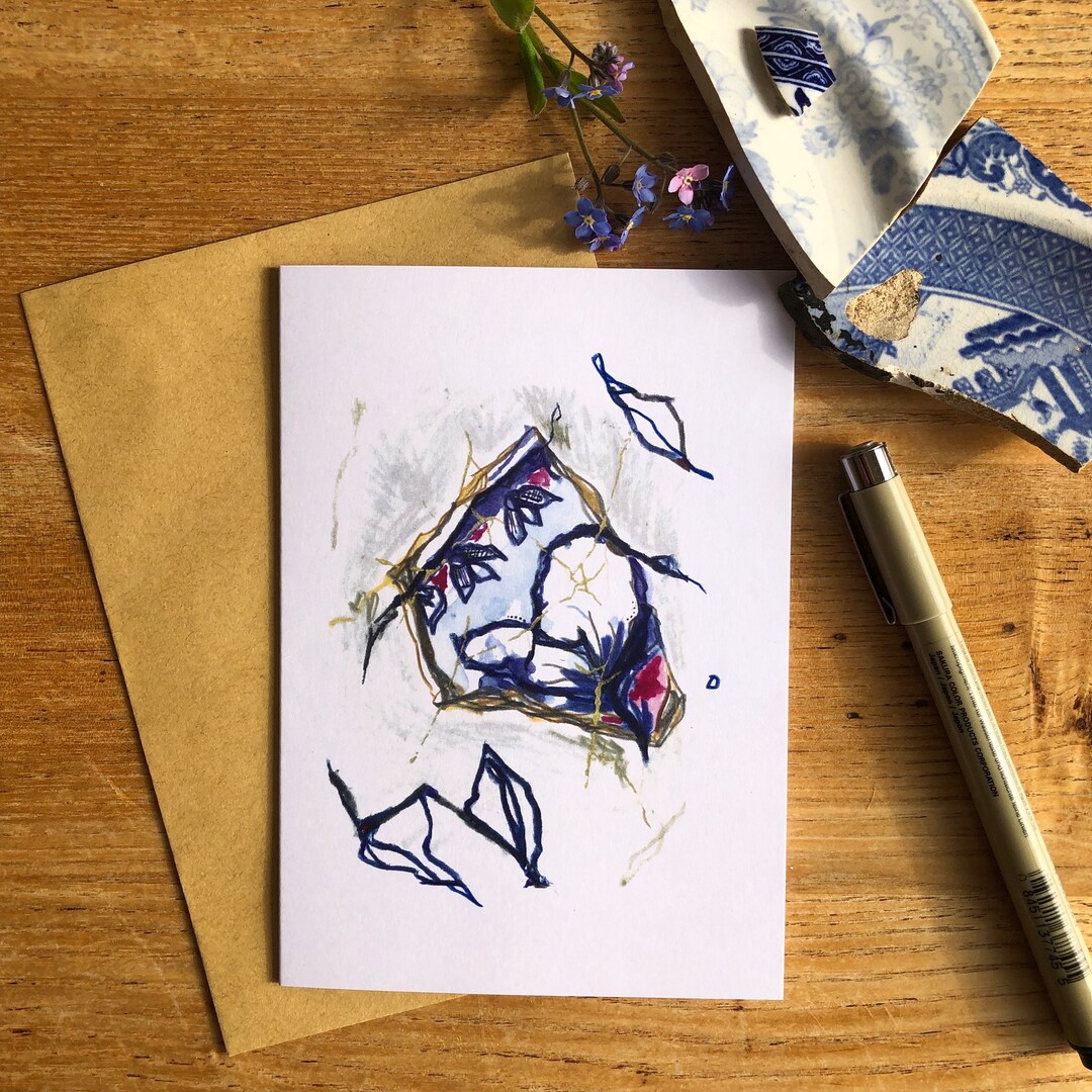 Abstract Pottery Shard Design- Greeting Card - Etsy