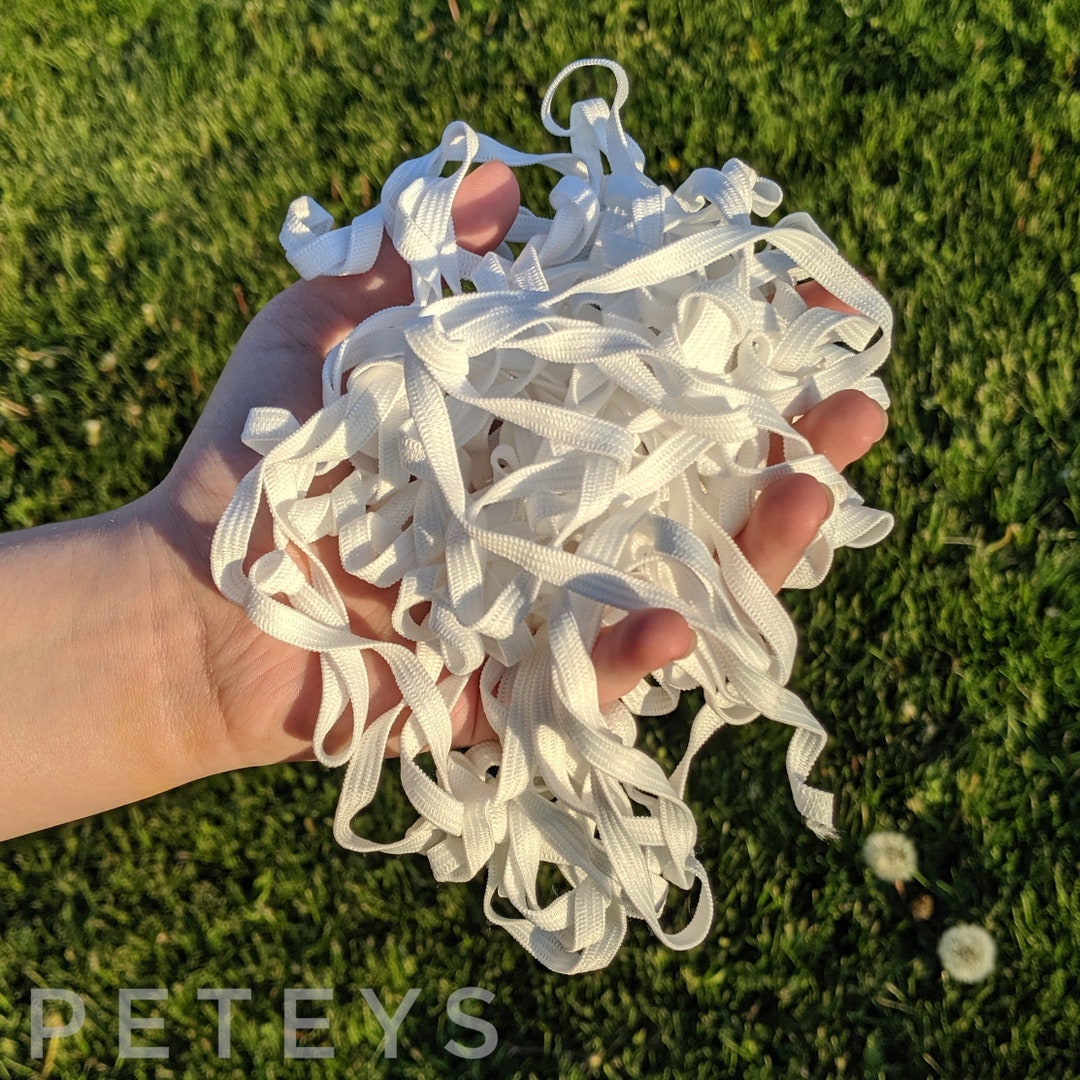 Elastic for Face Mask Band, 1/4 Inch Flat White Knitted Soft and ...